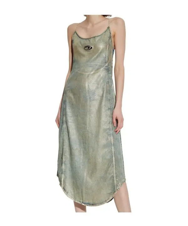 DIESEL® De-vera-s Logo-detail Midi Dress - Gray