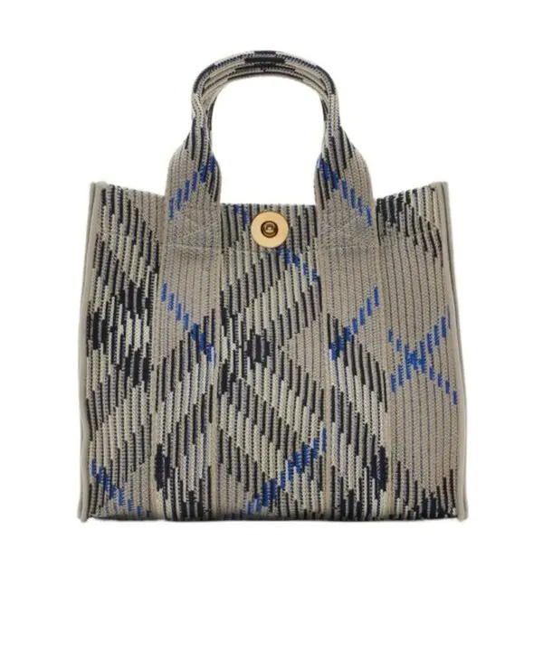 Burberry Mini Checked Knitted Top Handle Bag - Moss Color