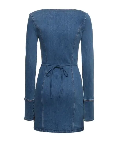 ROTATE BY BIRGER CHRISTENSEN Rose Applique Stretch Denim Mini Dress