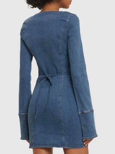 ROTATE BY BIRGER CHRISTENSEN Rose Applique Stretch Denim Mini Dress