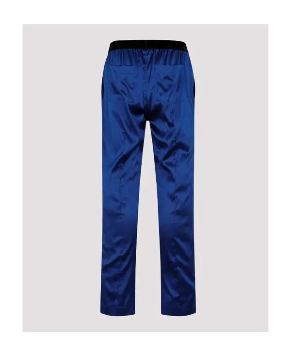 TOM FORD Logo Waistband Satin Pajama Trousers - Blue