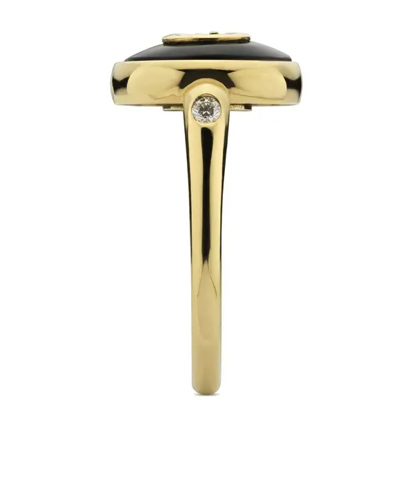 Gucci Interlocking G Ring With Diamond Accents - Black