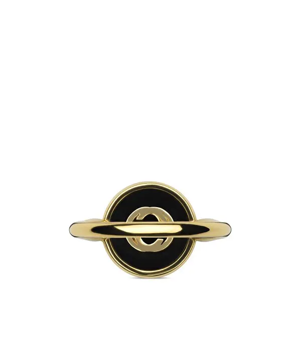 Gucci Interlocking G Ring With Diamond Accents - Black