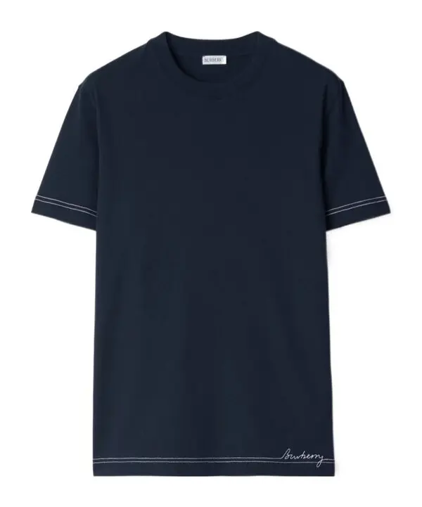 Burberry Contrast-stitching Cotton T-shirt - Black