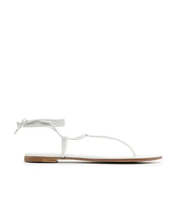 GIANVITO ROSSI Strappy Round Toe Flat Sandals - White