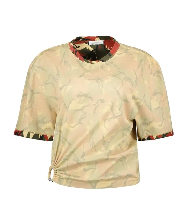 Rabanne Camouflage Printed Cut-out T-shirt - Nude