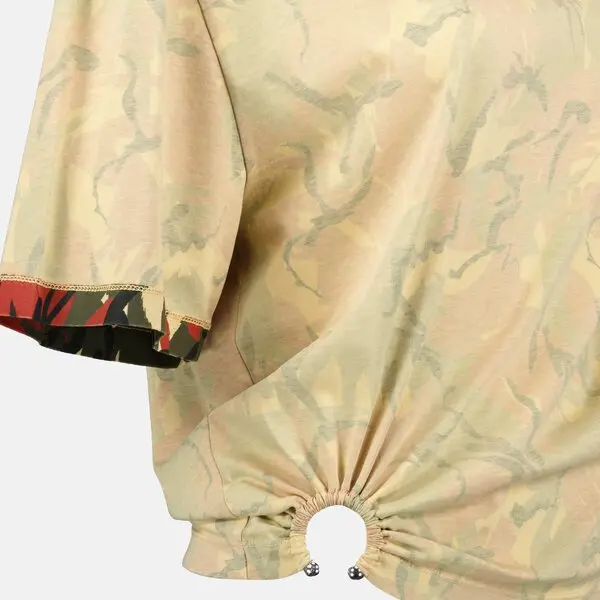 Rabanne Camouflage Printed Cut-out T-shirt - Nude