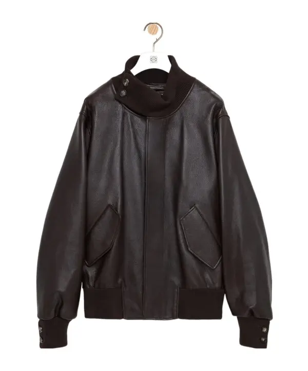 Loewe High-neck Grained Nappa Lambskin Leather Jacket
