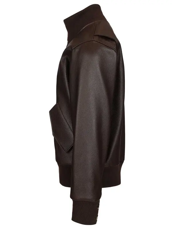 Loewe High-neck Grained Nappa Lambskin Leather Jacket