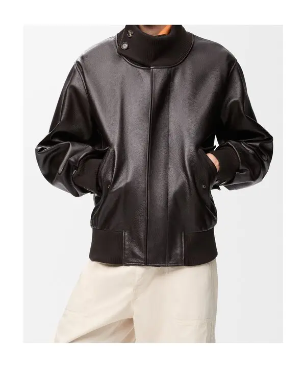 Loewe High-neck Grained Nappa Lambskin Leather Jacket