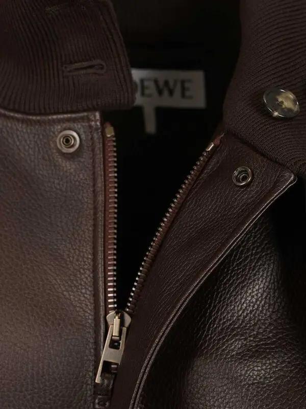 Loewe High-neck Grained Nappa Lambskin Leather Jacket