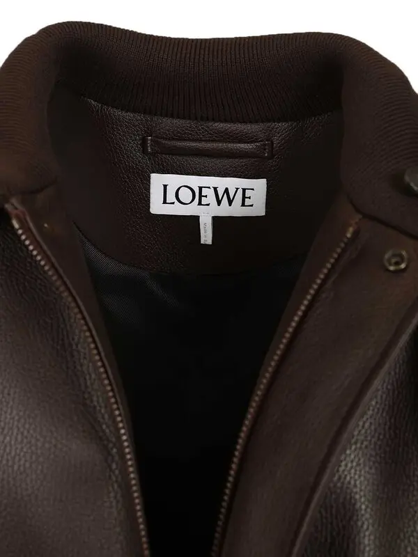 Loewe High-neck Grained Nappa Lambskin Leather Jacket