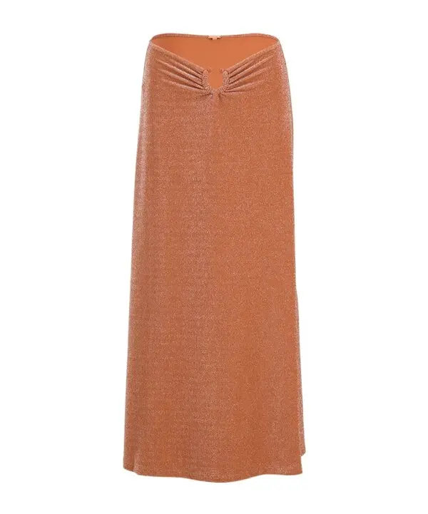 Johanna Ortiz Drape Midi Skirt With Lurex Detail - Pink