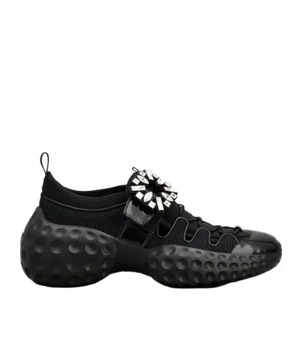 ROGER VIVIER Viv' Run Light Sneakers With Crystal Buckle