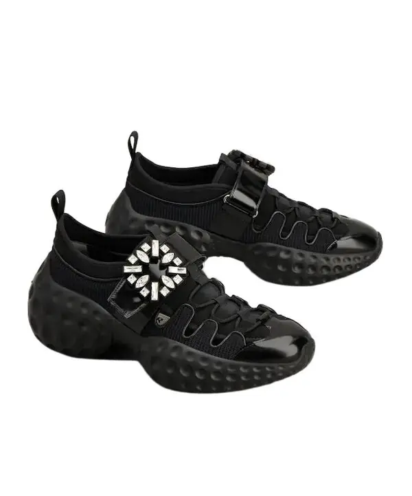 ROGER VIVIER Viv' Run Light Sneakers With Crystal Buckle