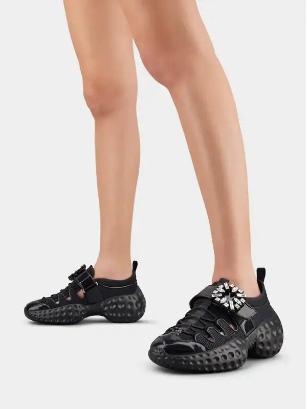ROGER VIVIER Viv' Run Light Sneakers With Crystal Buckle