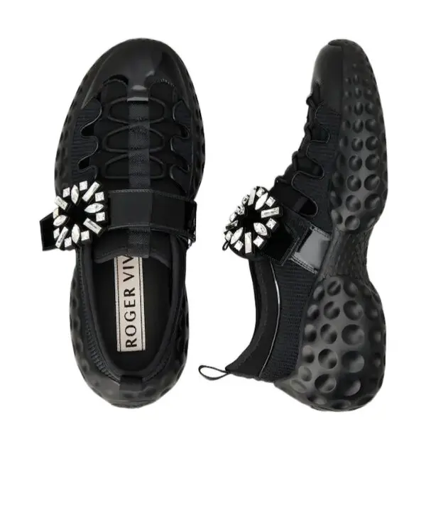 ROGER VIVIER Viv' Run Light Sneakers With Crystal Buckle