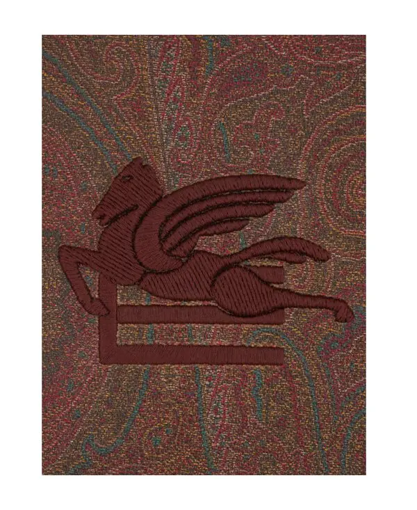 Etro Logo Embroidered Paisley Printed Zipped Pouch - Red