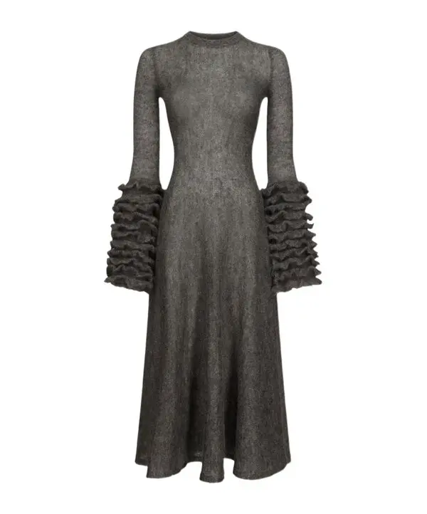 Alaïa Frilled Mohair Knit Midi Dress