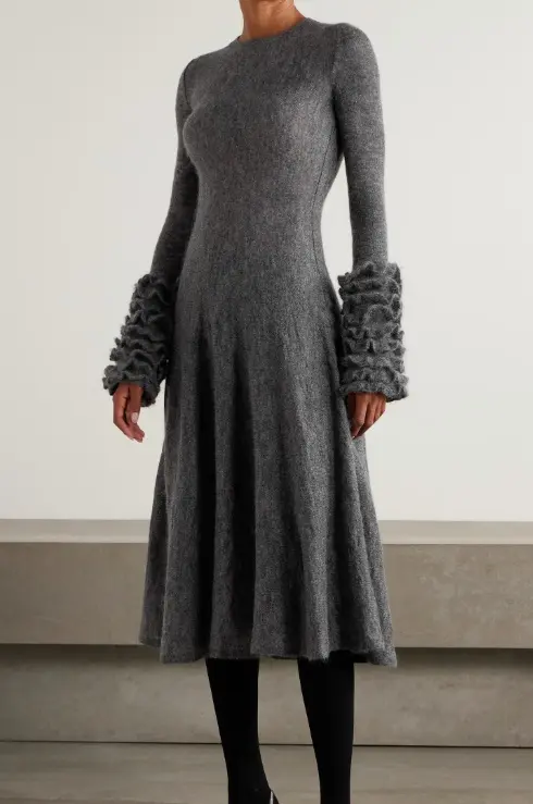 Alaïa Frilled Mohair Knit Midi Dress