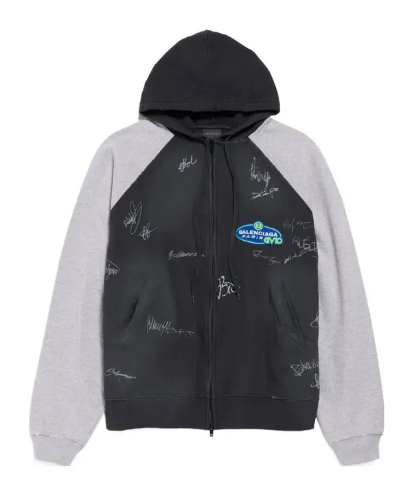 Balenciaga Oversized Zip-up Hoodie - Black