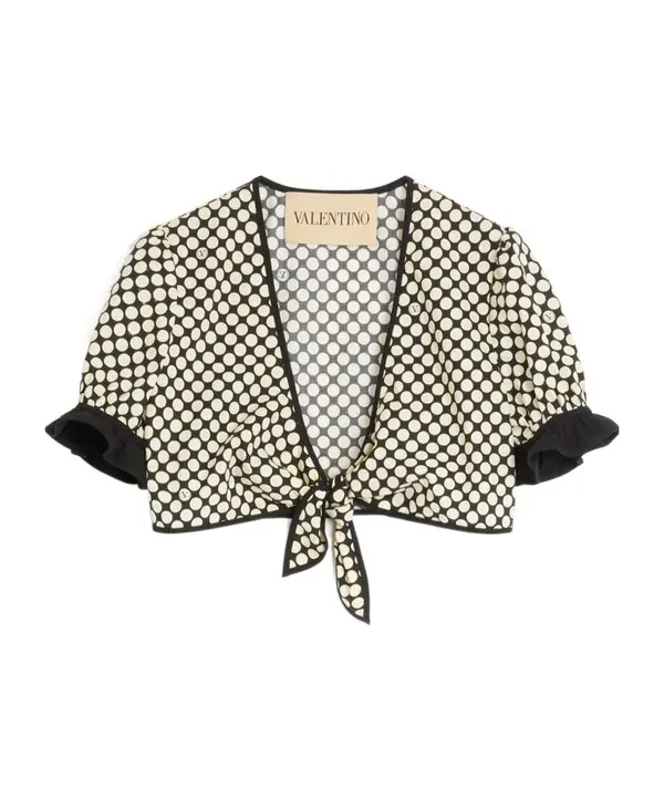 Valentino Garavani Printed Polka Dot Poplin Top - Black/white
