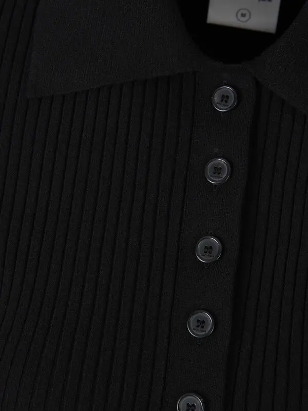 COURREGES Courrèges Rib Knit Polo Shirt - Black