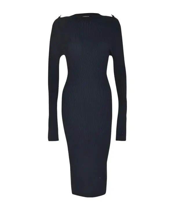 DONDUP Ribbed Midi Knitted Dress With Button Detailing