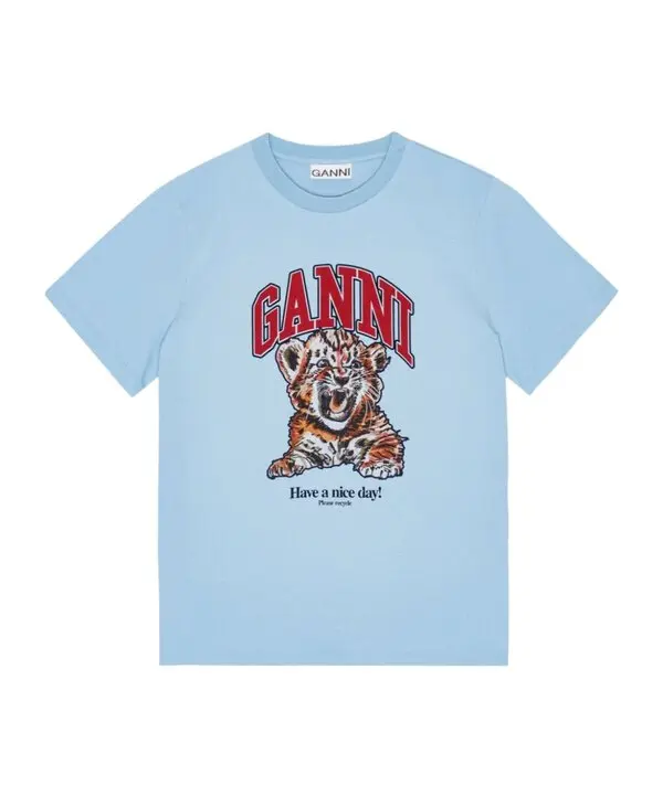 GANNI Graphic Animal Print T-shirt - Blue