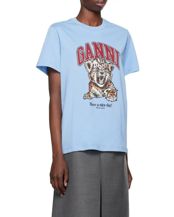 GANNI Graphic Animal Print T-shirt - Blue