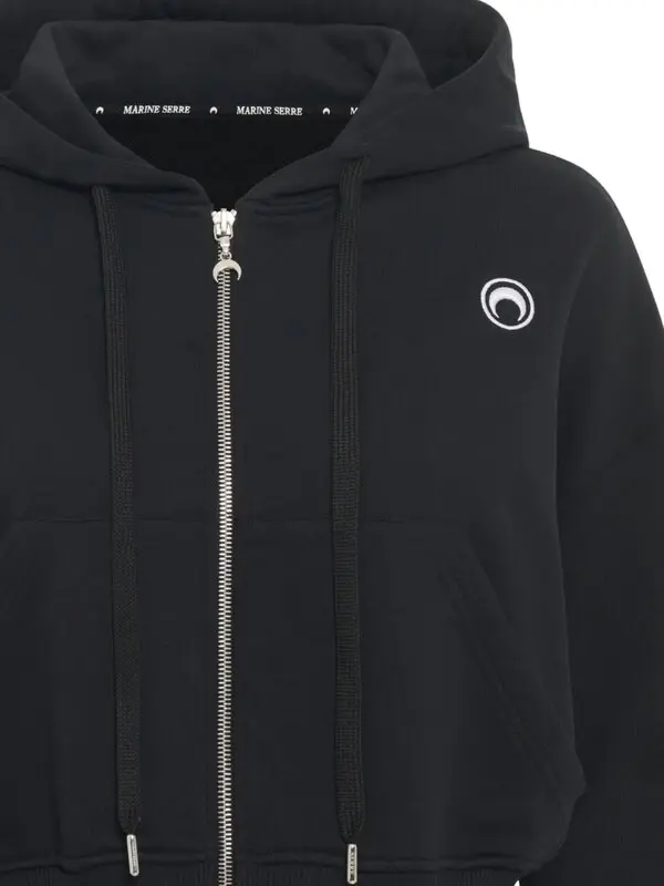 MARINE SERRE Logo Detailed Zip-up Hoodie