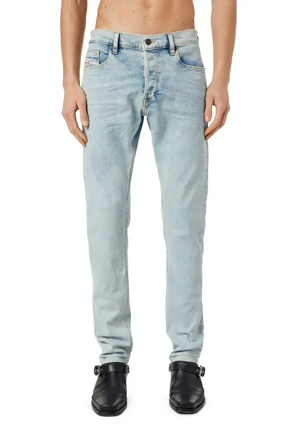 DIESEL® Slim Straight-leg Jeans In Light Wash Stretch Denim - Blue