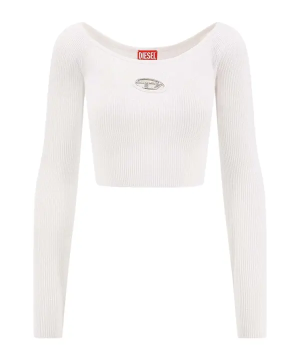 DIESEL® Ribbed Knit Off-the-shoulder Cropped Top - No
