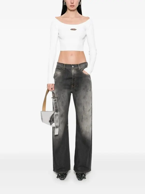 DIESEL® Ribbed Knit Off-the-shoulder Cropped Top