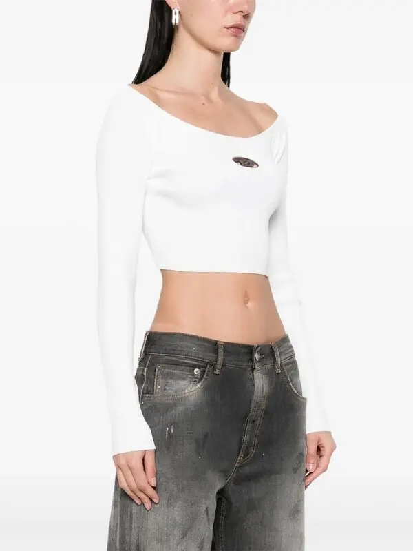 DIESEL® Ribbed Knit Off-the-shoulder Cropped Top
