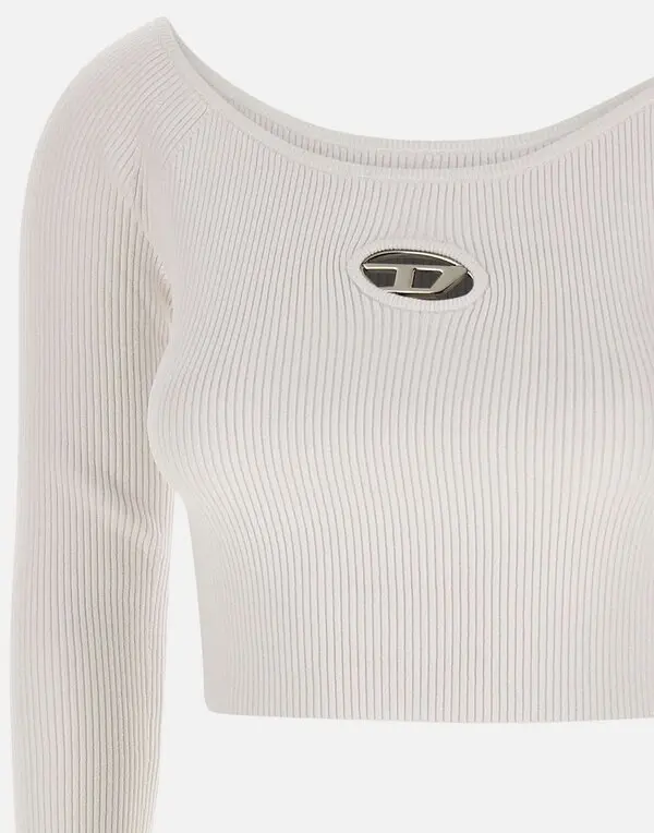 DIESEL® Ribbed Knit Off-the-shoulder Cropped Top