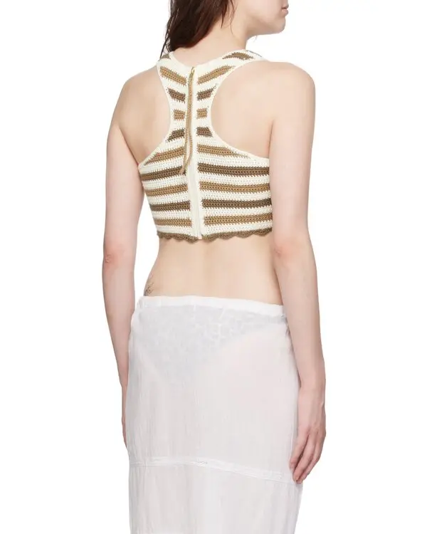 GANNI Crochet Racerback Top With Zipper
