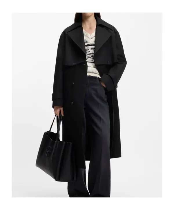 Hugo Boss Belted Trench Coat In Stretch Cotton