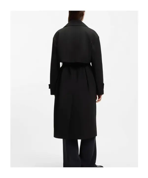 Hugo Boss Belted Trench Coat In Stretch Cotton