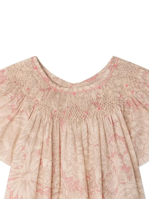 Bonpoint Floral Print Smocked Dress