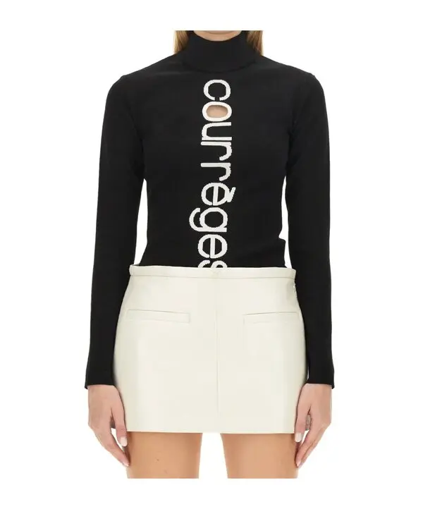COURREGES Logo Intarsia High Neck Jumper