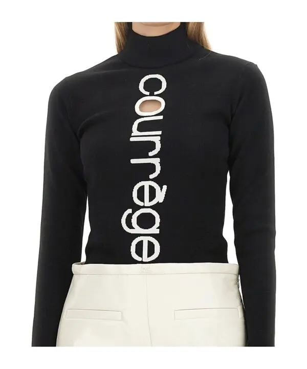 COURREGES Logo Intarsia High Neck Jumper