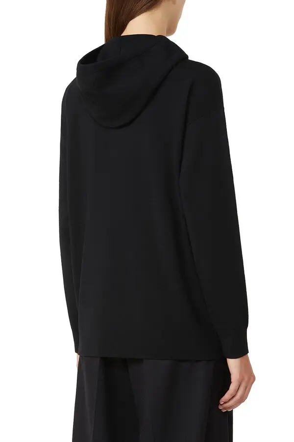Max Mara Drawstring Knitted Hoodie - Black