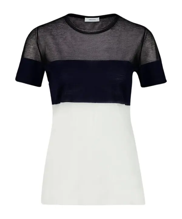 FERRAGAMO Panelled Crewneck T-shirt - Black