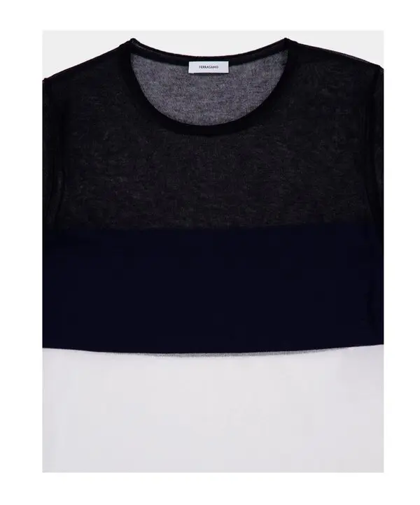 FERRAGAMO Panelled Crewneck T-shirt - Black