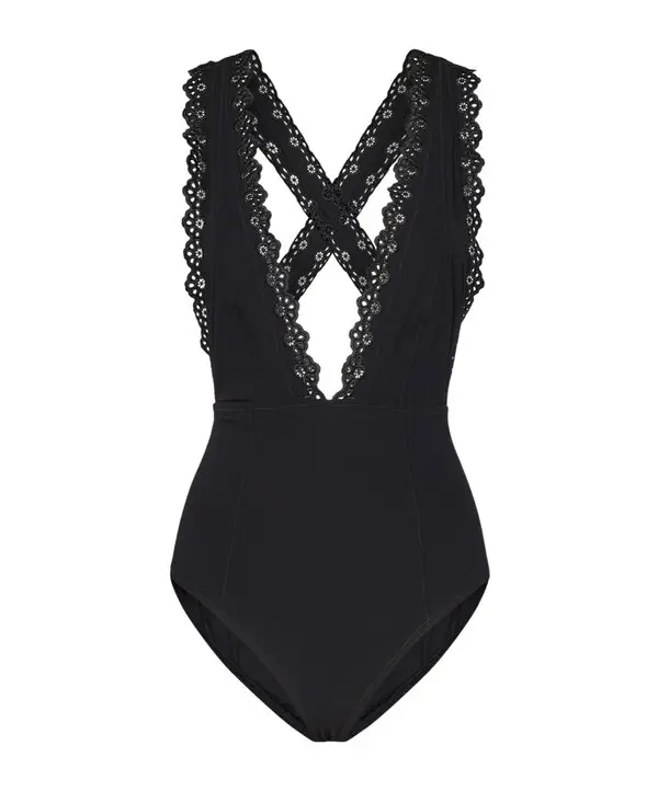 Ulla Johnson Ophelia One-piece Swimsuit With Madeira Embroidery - Black