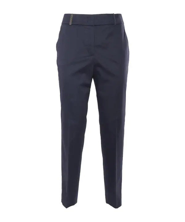 Peserico Slim Fit Trousers With Pleats And Rear Pocket