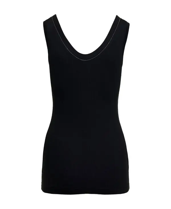 Brunello Cucinelli Embellished U-neck Tank Top - Black