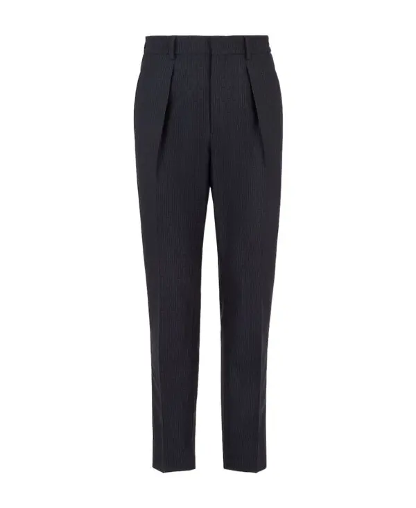 Fendi Straight-leg Tailored Pants With Ff Stripes Jacquard - Blue