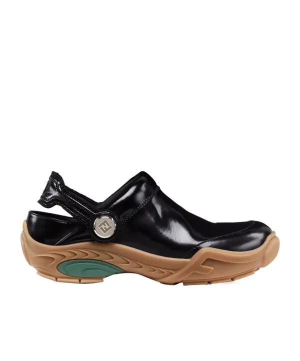 Fendi Leather Slip-on Clogs With Ff Detail